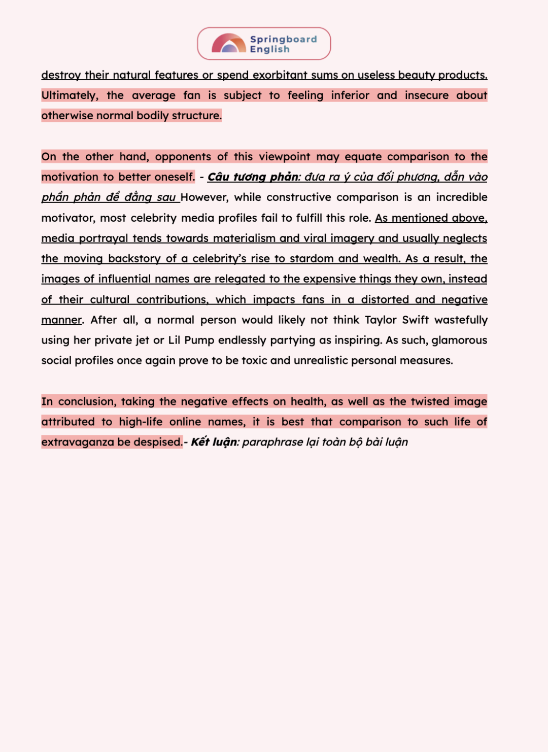Bài mẫu viết luận - Essay Sample thi Học Sinh Giỏi Quốc Gia (Số 1) - Springboard - Lớp học nhà Xuân