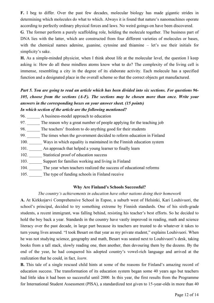 Đề thi môn tiếng Anh kỳ thi HSG khu vực Duyên hải và Đồng bằng Bắc Bộ (DHBB) năm 2024 - Lớp 11 ...
