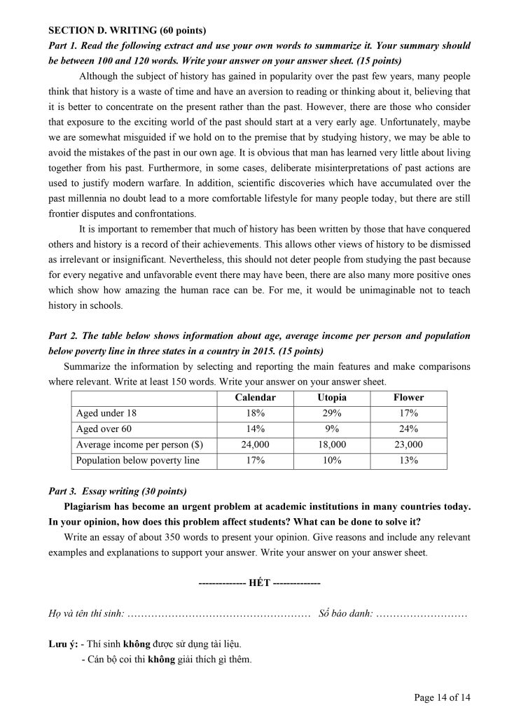 Đề thi môn tiếng Anh kỳ thi HSG khu vực Duyên hải và Đồng bằng Bắc Bộ (DHBB) năm 2024 - Lớp 11 ...
