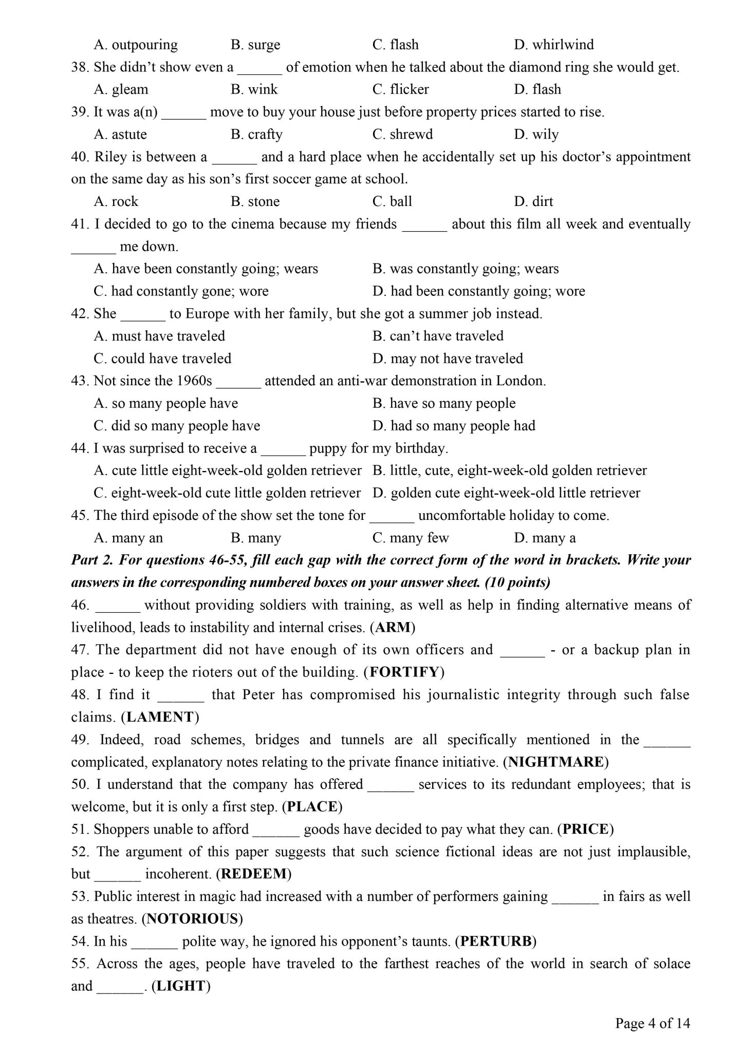 Đề thi môn tiếng Anh kỳ thi HSG khu vực Duyên hải và Đồng bằng Bắc Bộ (DHBB) năm 2024 - Lớp 11 ...