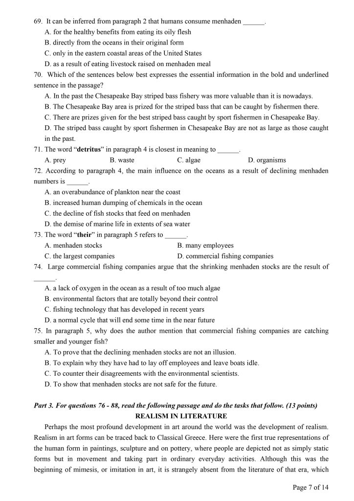 Đề thi môn tiếng Anh kỳ thi HSG khu vực Duyên hải và Đồng bằng Bắc Bộ (DHBB) năm 2024 - Lớp 11 ...